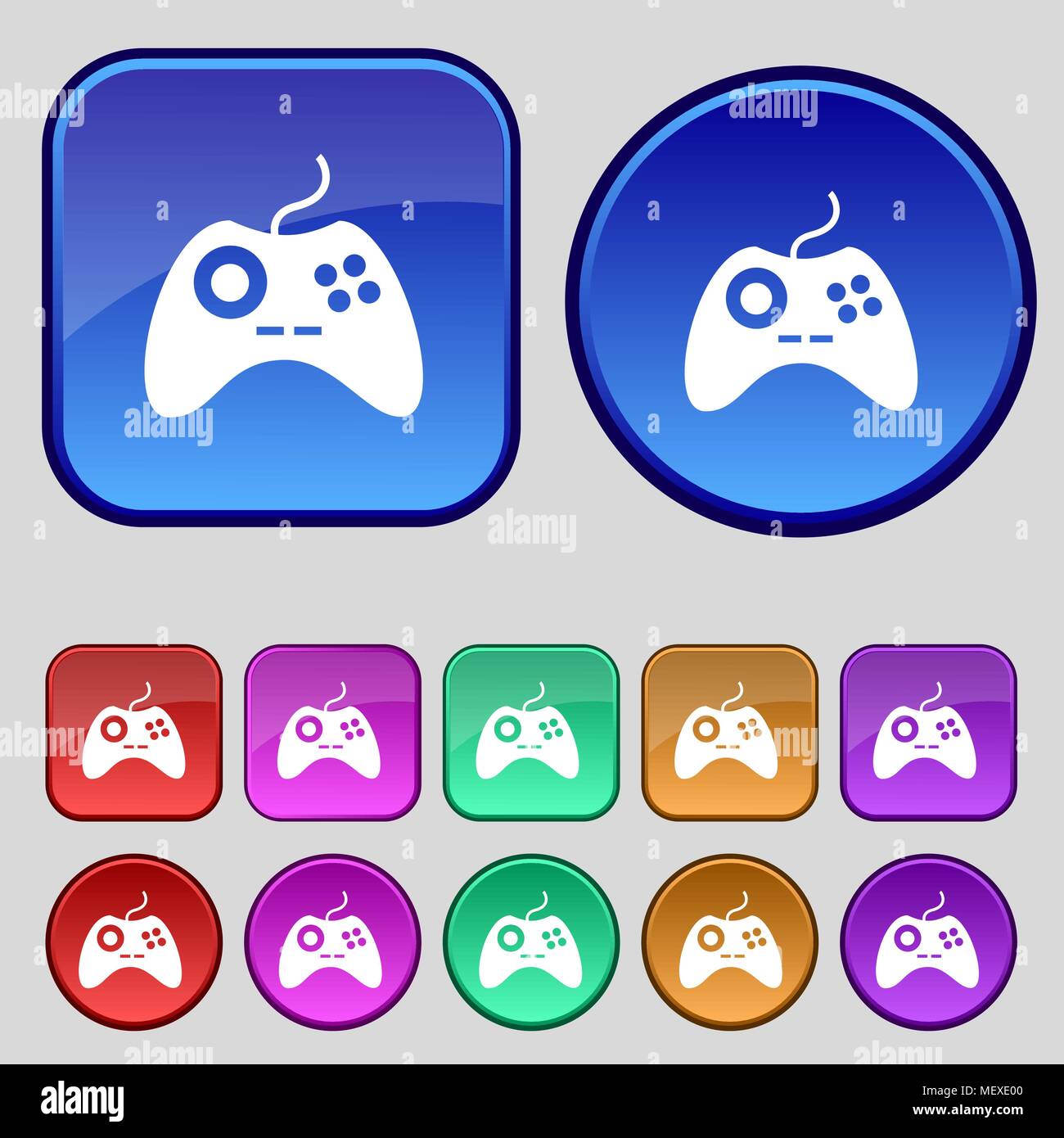 Joystick sign icon. Video game symbol. Set colourful buttons. Vector ...