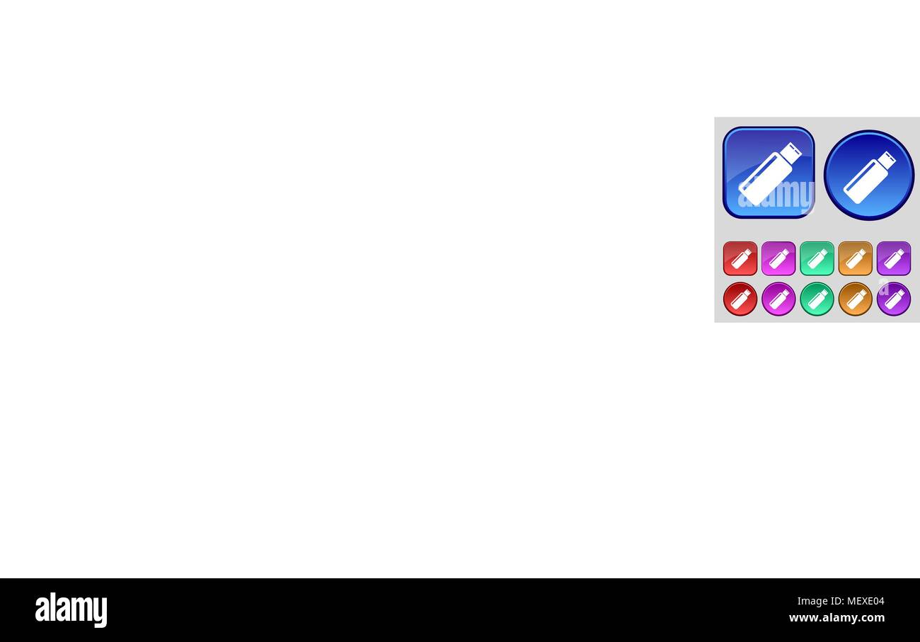 Usb sign icon. Usb flash drive stick symbol. Set colourful buttons ...