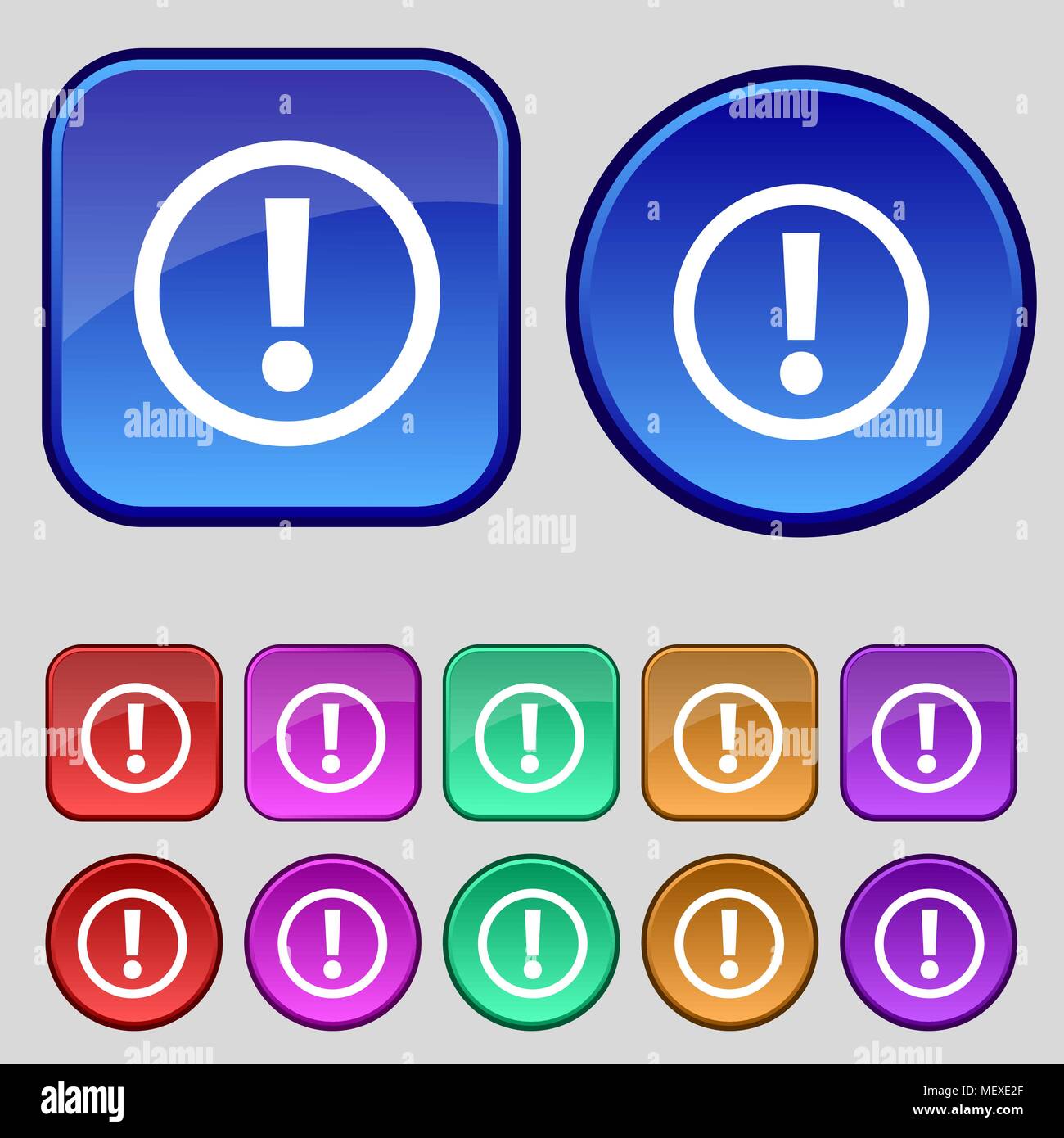 Attention sign icon. Exclamation mark. Hazard warning symbol. Set ...