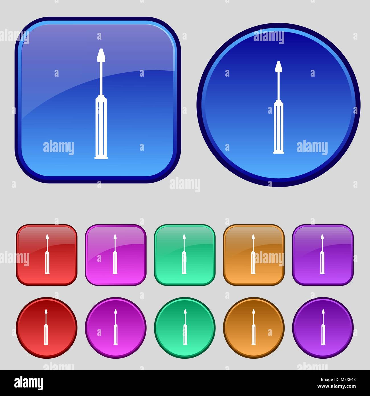 Screwdriver tool sign icon. Fix it symbol. Repair sign. Set of colored ...