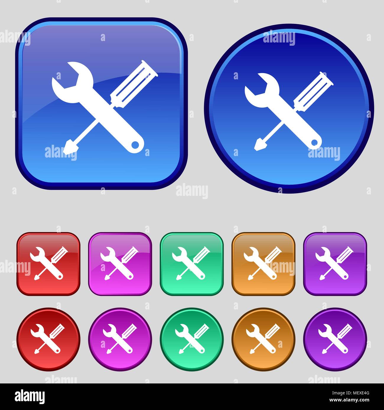 Repair tool sign icon. Service symbol. screwdriver with wrench. Set of ...