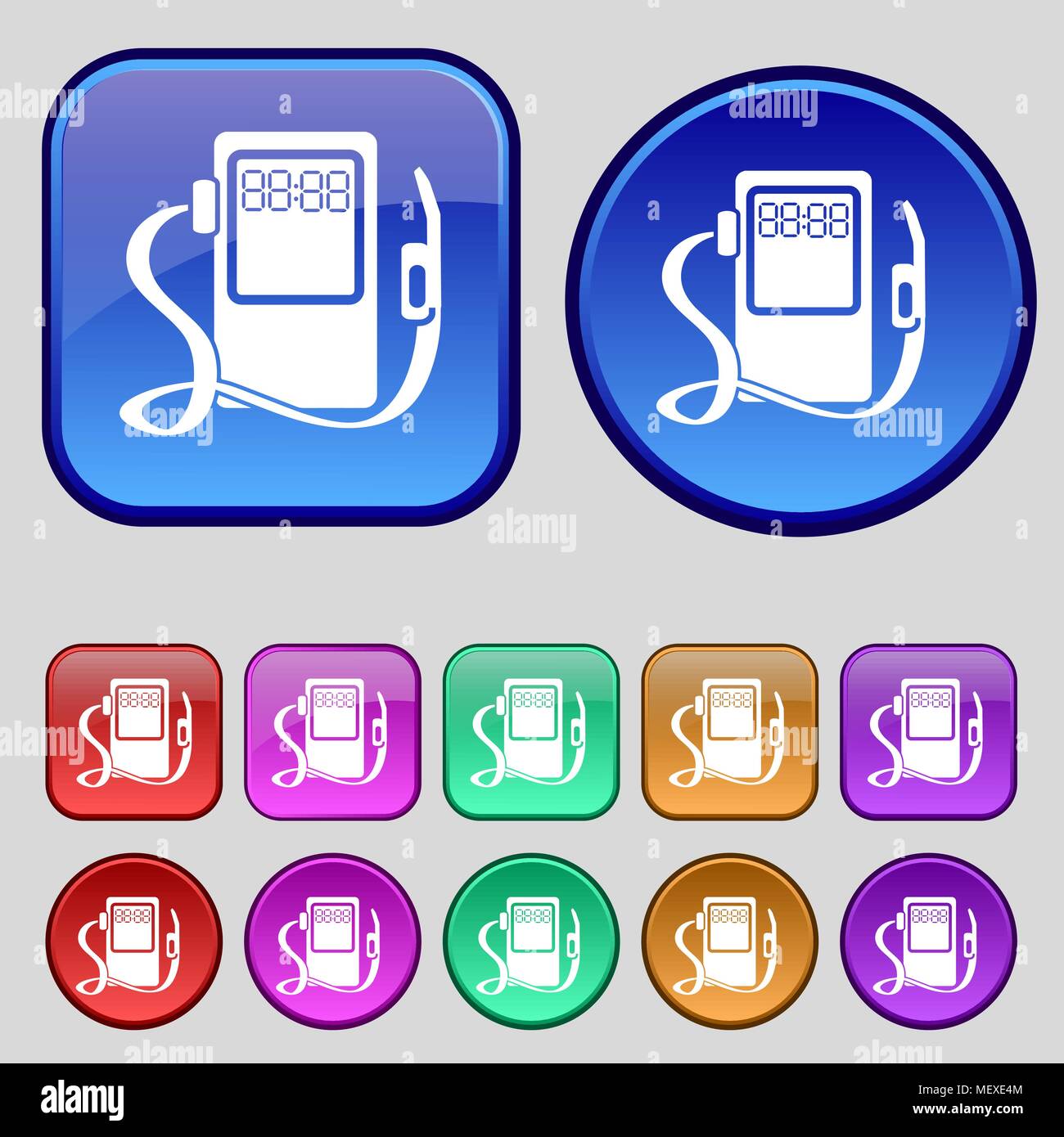 Gas, fuel station sign icon. symbol. Set of colored buttons. Vector ...