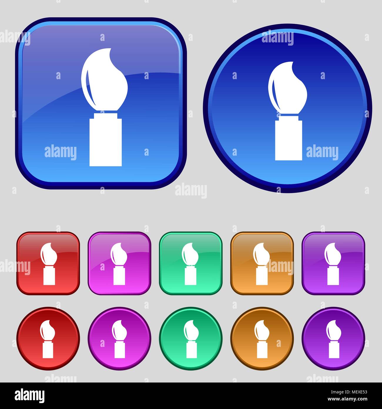 Paint brush sign icon. Artist symbol. Set of colored buttons. Vector ...