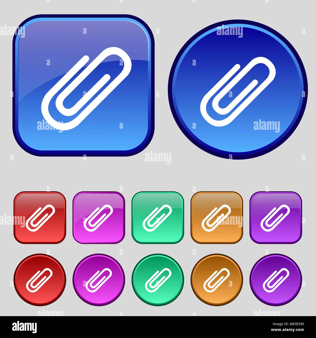 Paper clip sign icon. Clip symbol. Set of colored buttons. Vector ...