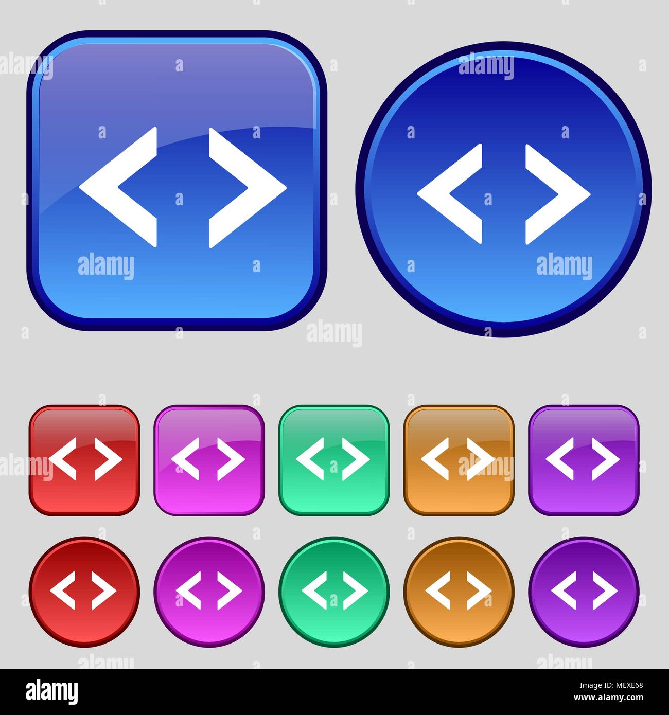 Code Sign Icon Programmer Symbol Set Of Colored Buttons Vector Illustration Stock Vector 