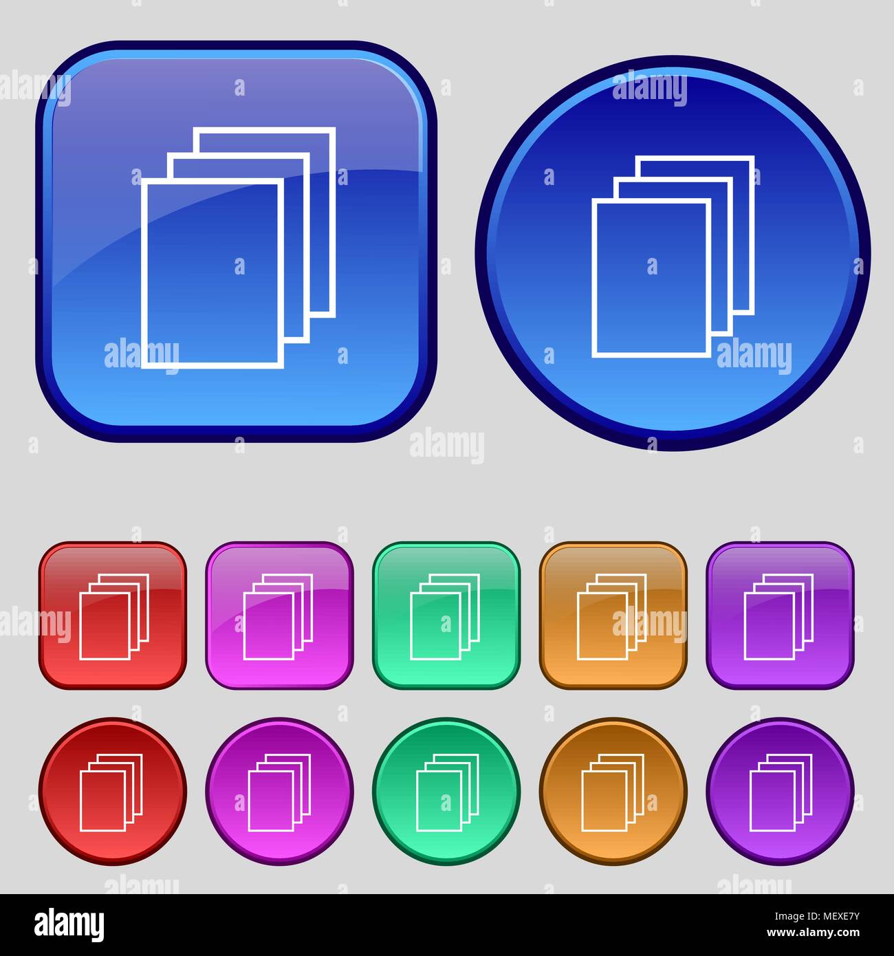 Copy File Sign Icon Duplicate Document Symbol Set Of Coloured Buttons Vector Illustration