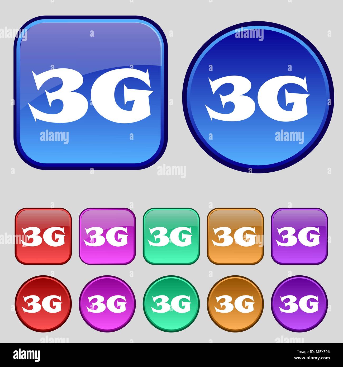 3G sign icon. Mobile telecommunications technology symbol. Set of ...