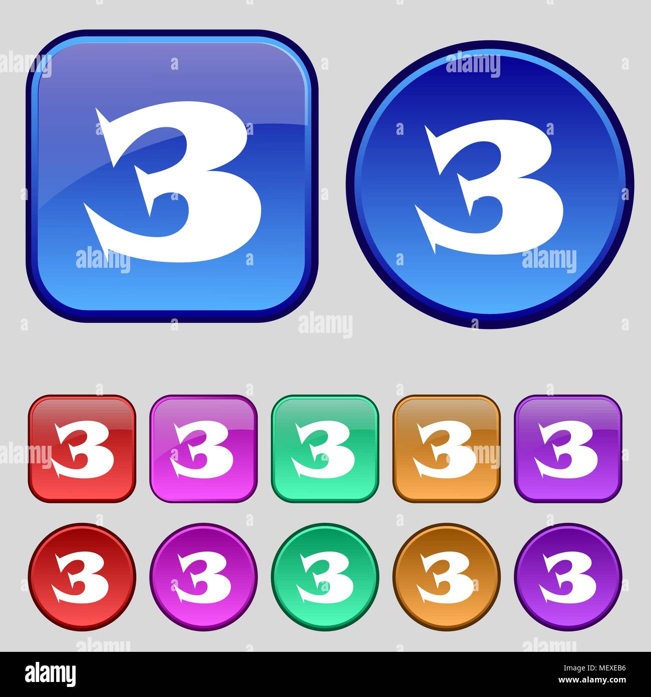 Third place award sign. Winner symbol. Step three. Set of coloured ...