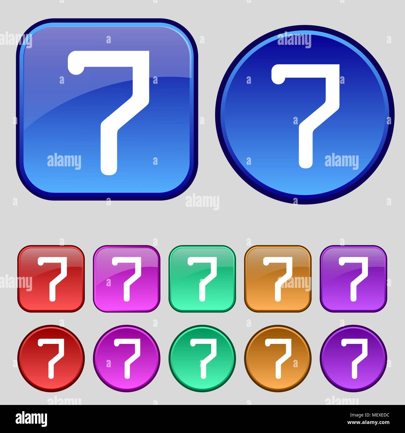 number seven icon sign. Set of coloured buttons. Vector illustration ...