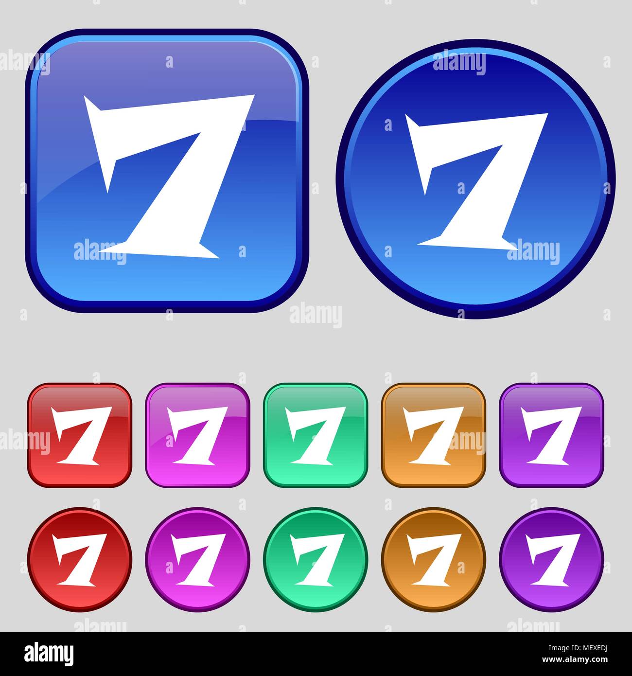 number seven icon sign. Set of coloured buttons. Vector illustration ...