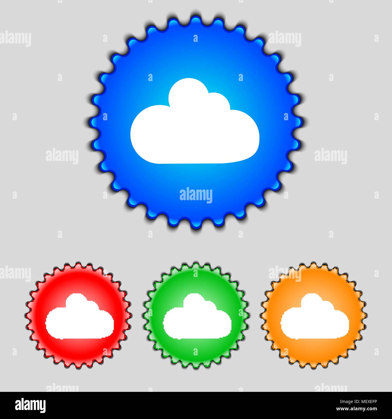 Cloud sign icon. Data storage symbol. Set colourful buttons. Vector ...