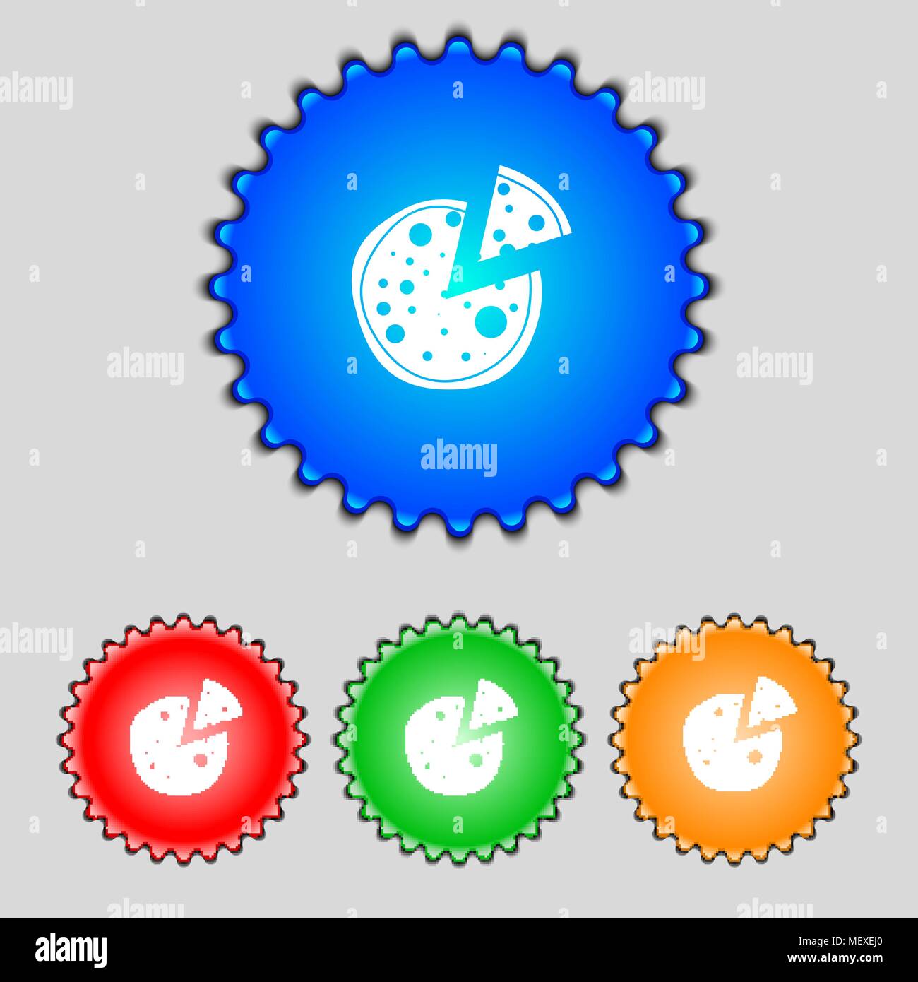 Pizza Icon. Set colourful buttons sign. Vector illustration Stock ...