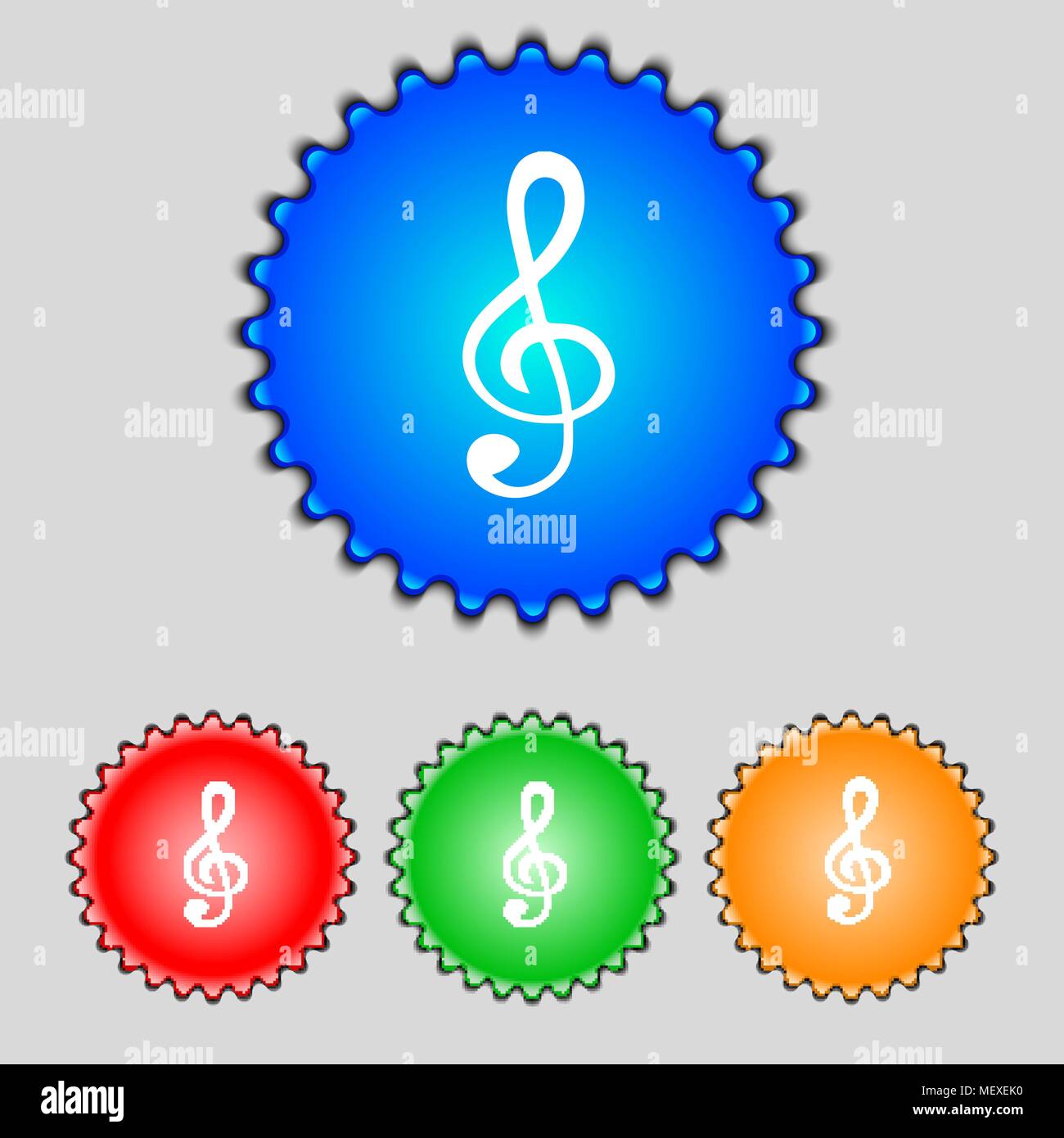 Music note sign icon. Musical symbol. Set colourful buttons. Vector ...