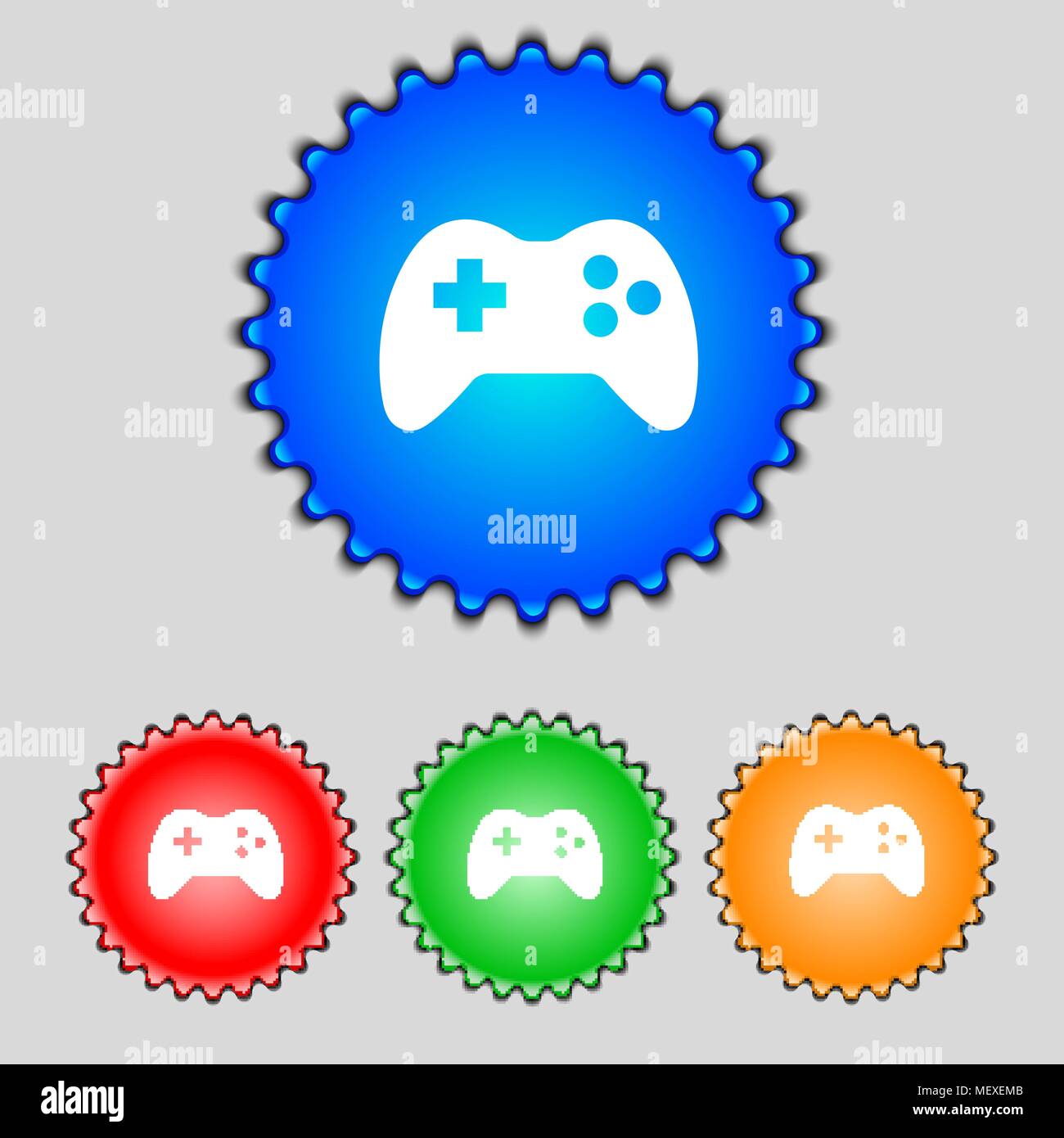 Joystick sign icon. Video game symbol. Set colourful buttons. Vector ...