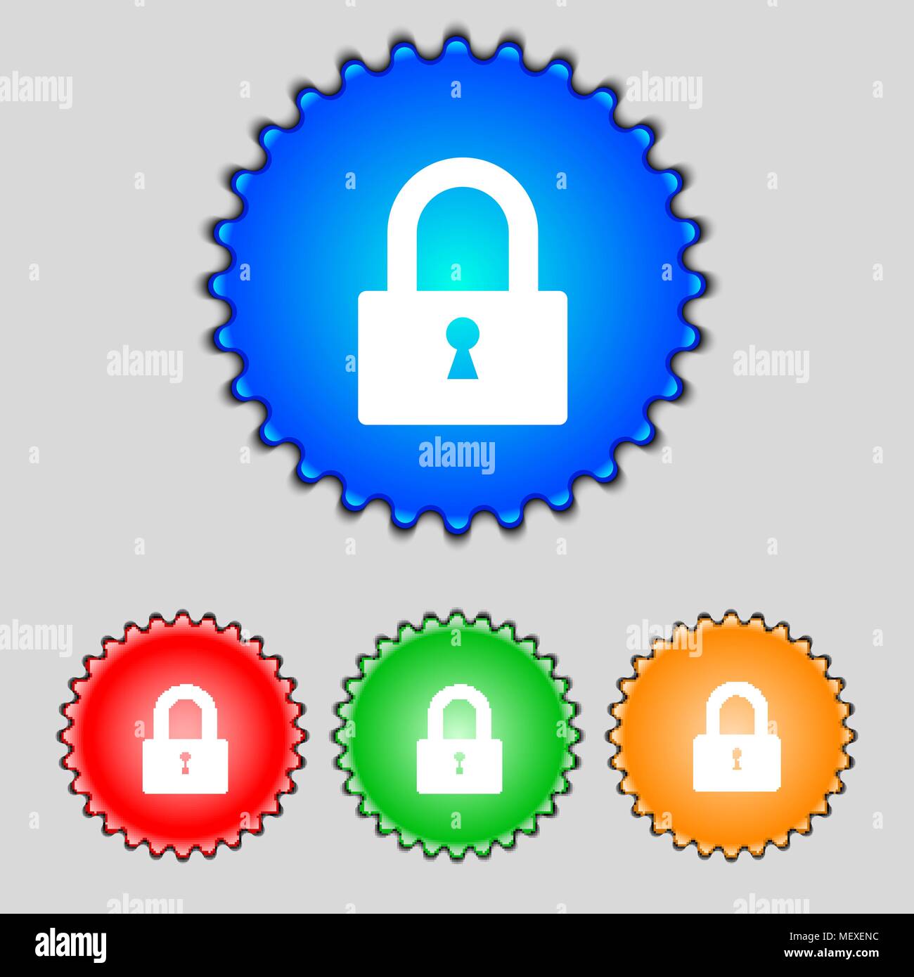 Lock sign icon. Locker symbol. Set colourful buttons. Vector ...