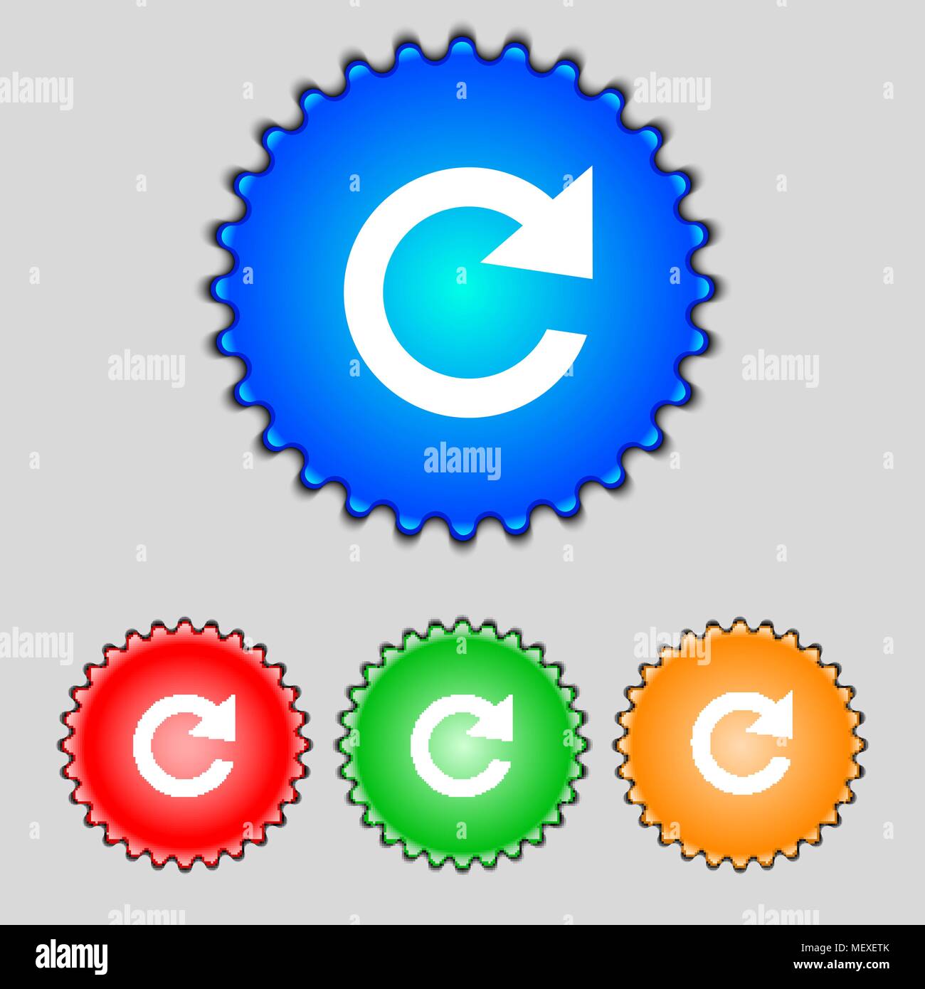 update sign icon. Full rotation arrow symbol. Set colourful buttons ...