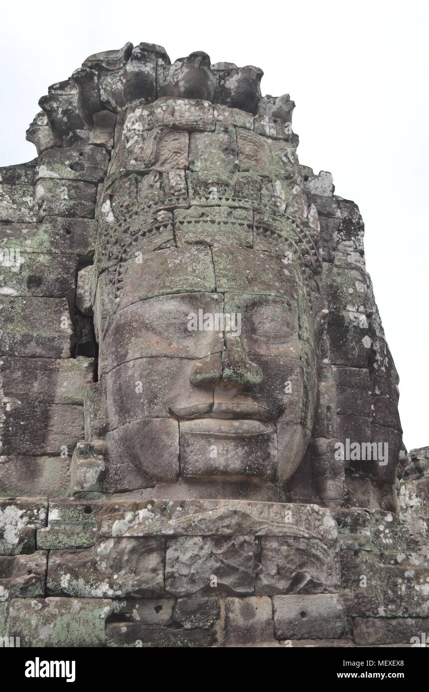 The face carvings at the Bayon Temple in Angkor Wat Siem Reap Cambodia ...