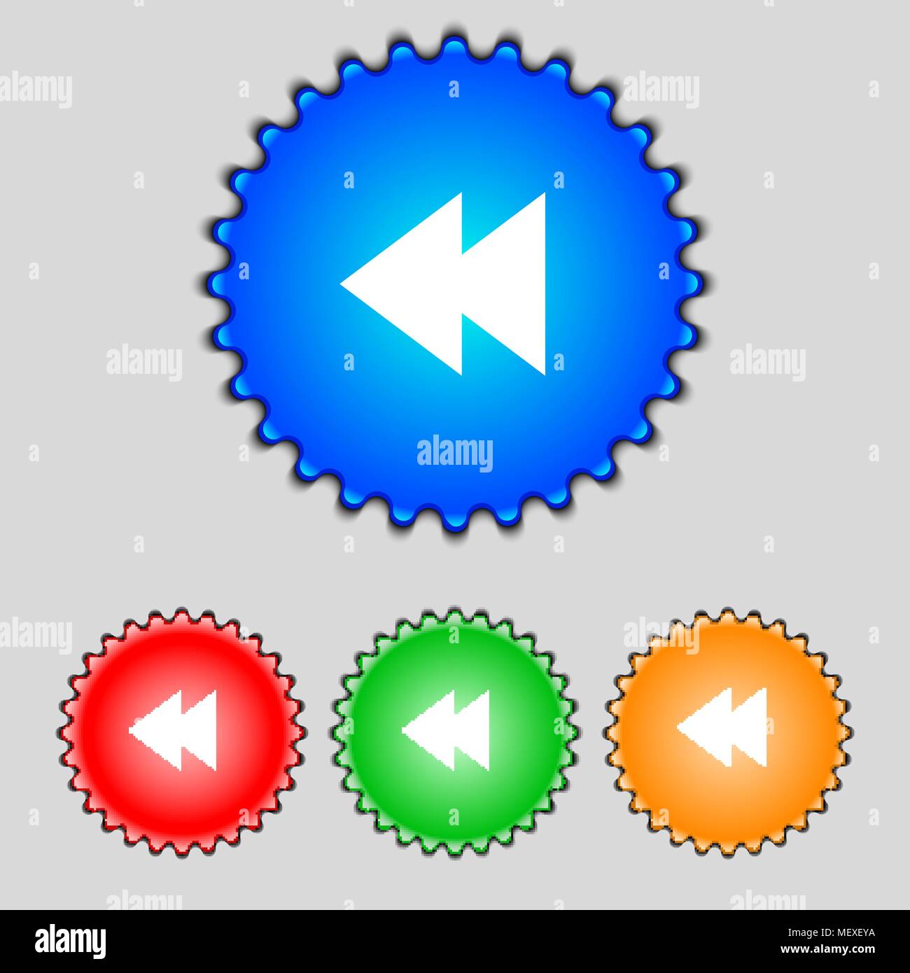 multimedia sign icon. Player navigation symbol. Set colour buttons ...