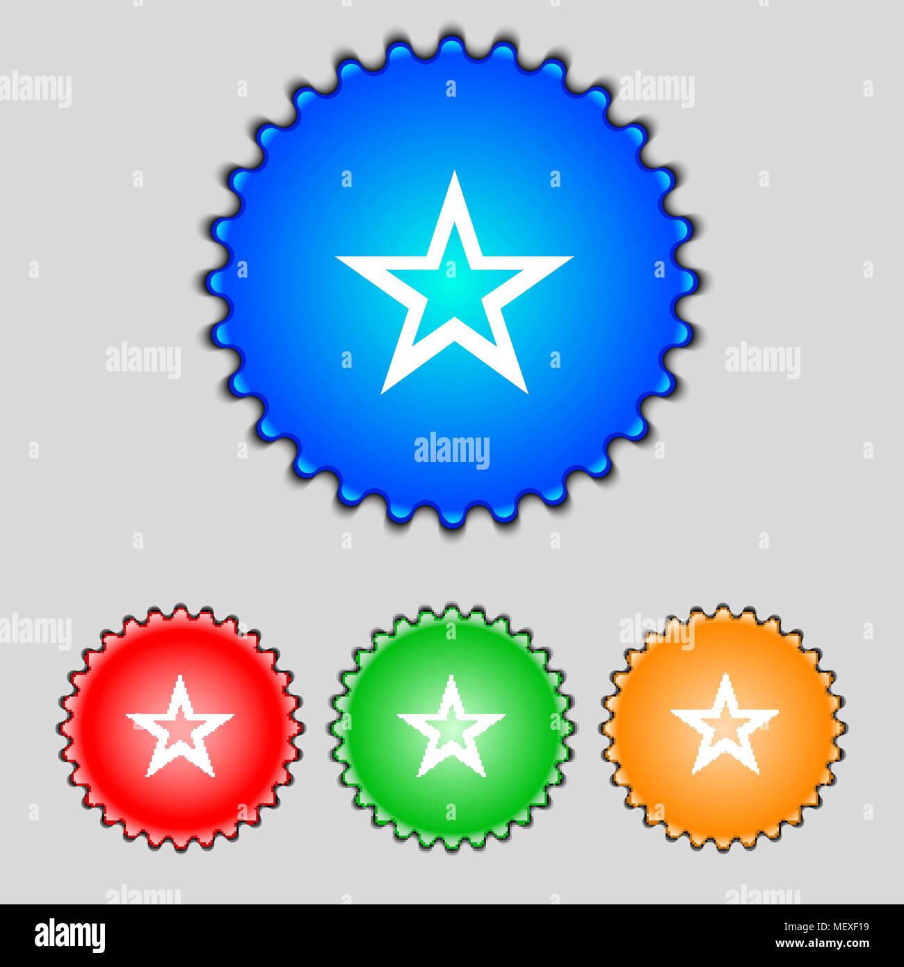 Star sign icon. Favorite button. Navigation symbol.Set colourful ...