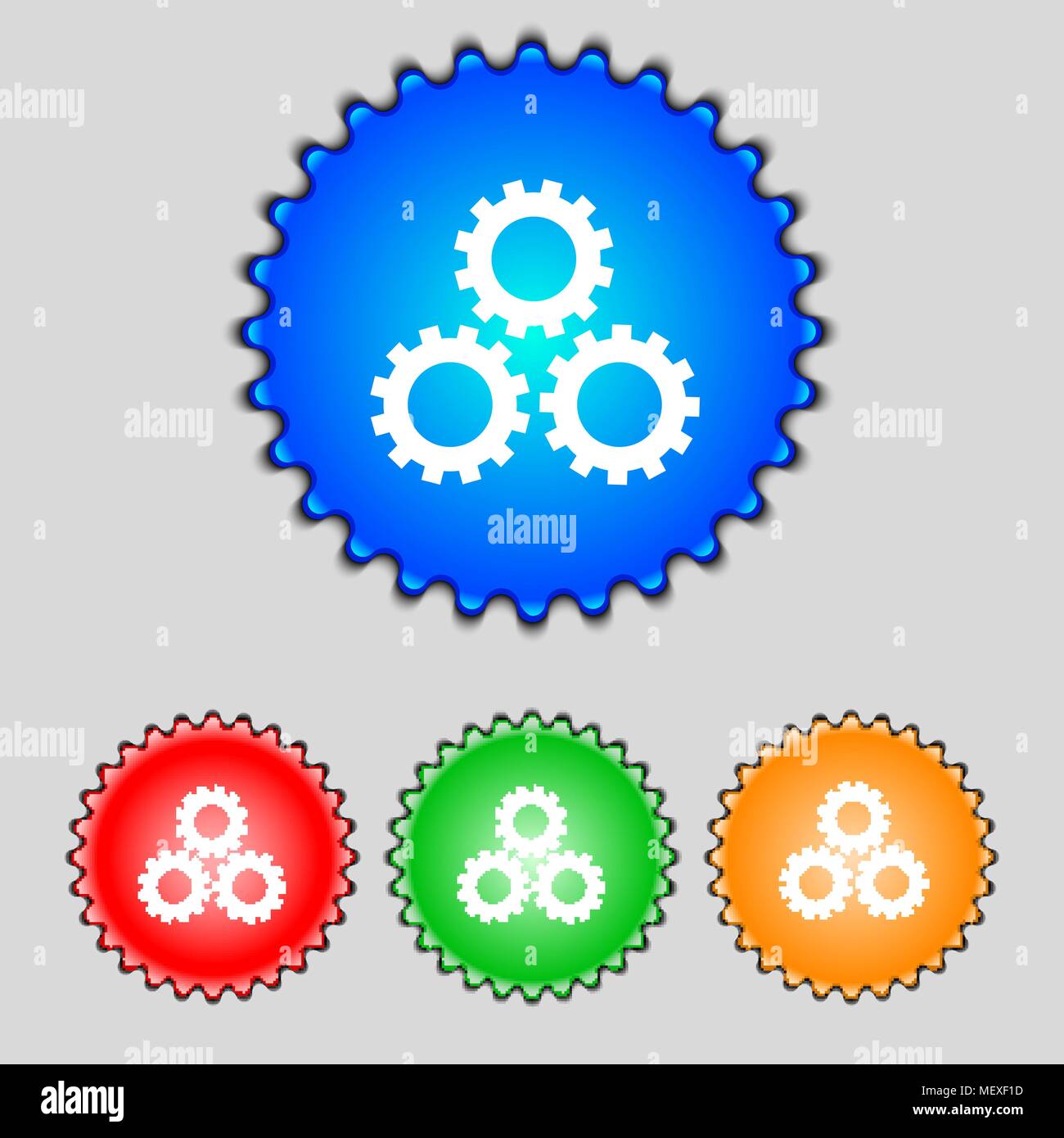Cog settings sign icon. Cogwheel gear mechanism symbol. Set colourful ...