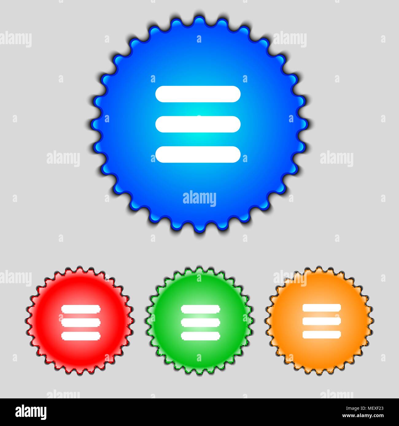 settings sign icon. gear mechanism symbol. Set colourful buttons ...