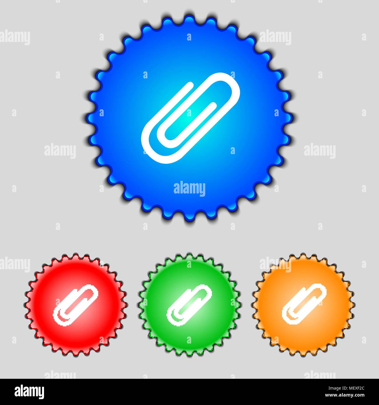 Paper clip sign icon. Clip symbol. Set colourful buttons. Vector ...