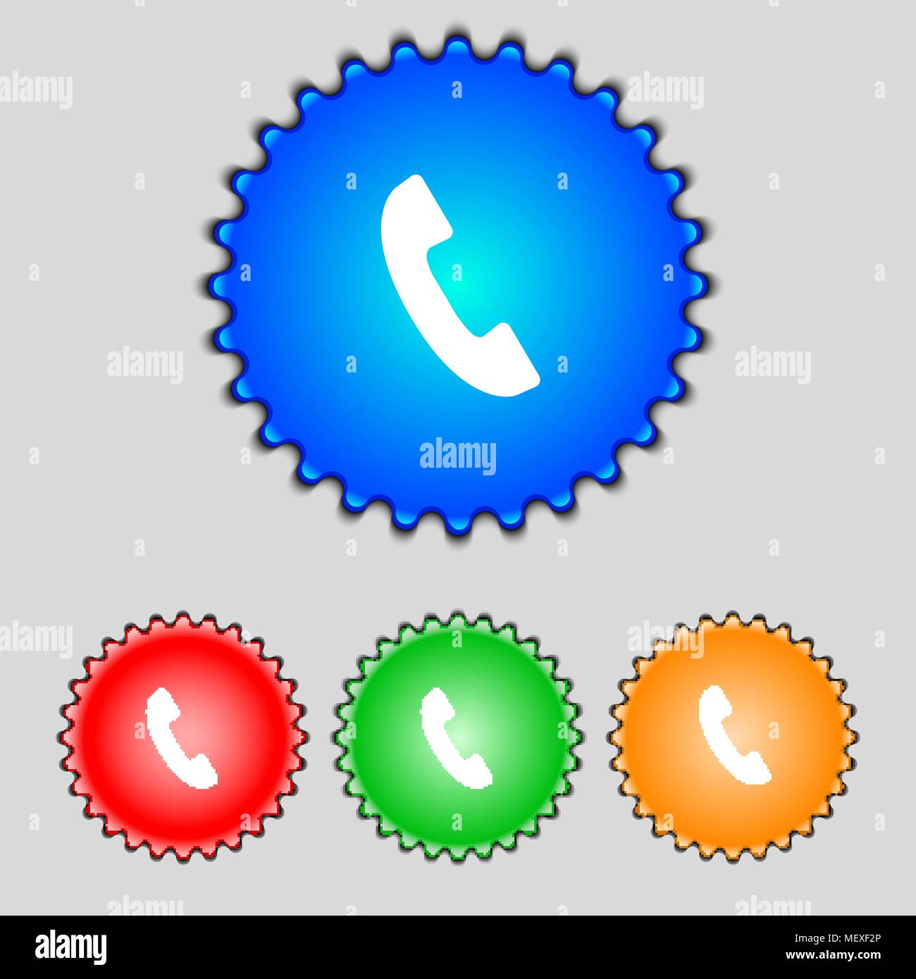 Phone sign icon. Support symbol. Call center. Set colourful buttons ...