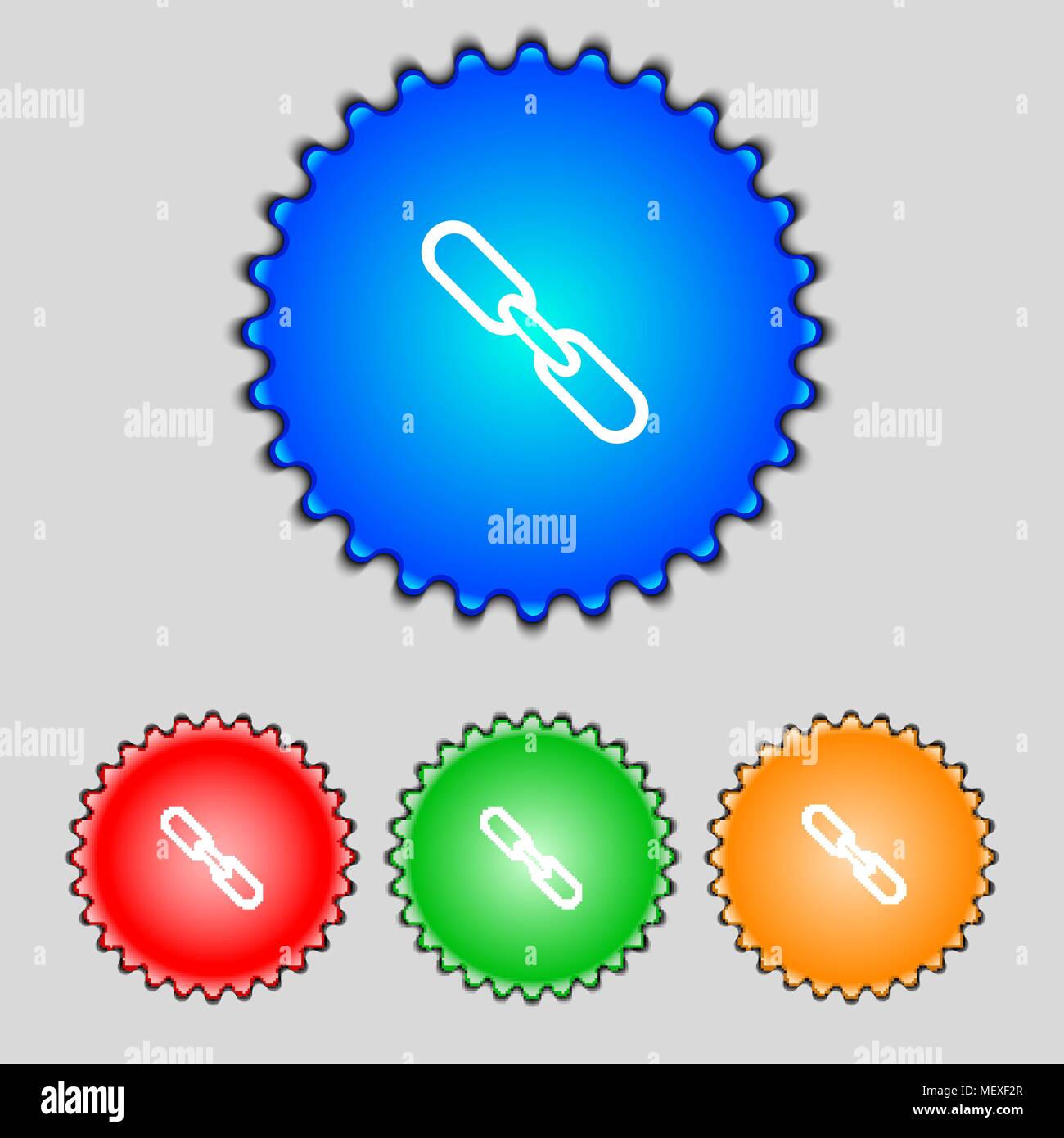 Link sign icon. Hyperlink chain symbol. Set colourful buttons. Vector ...