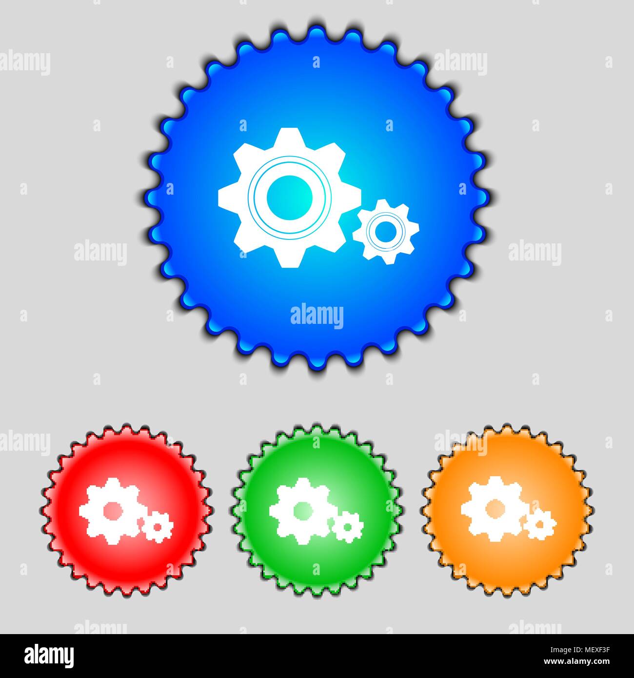Cog settings sign icon. Cogwheel gear mechanism symbol. Set colourful ...