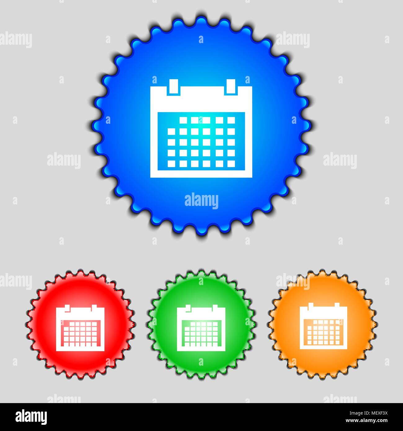 Calendar sign icon. days month symbol. Date button Set colur buttons ...