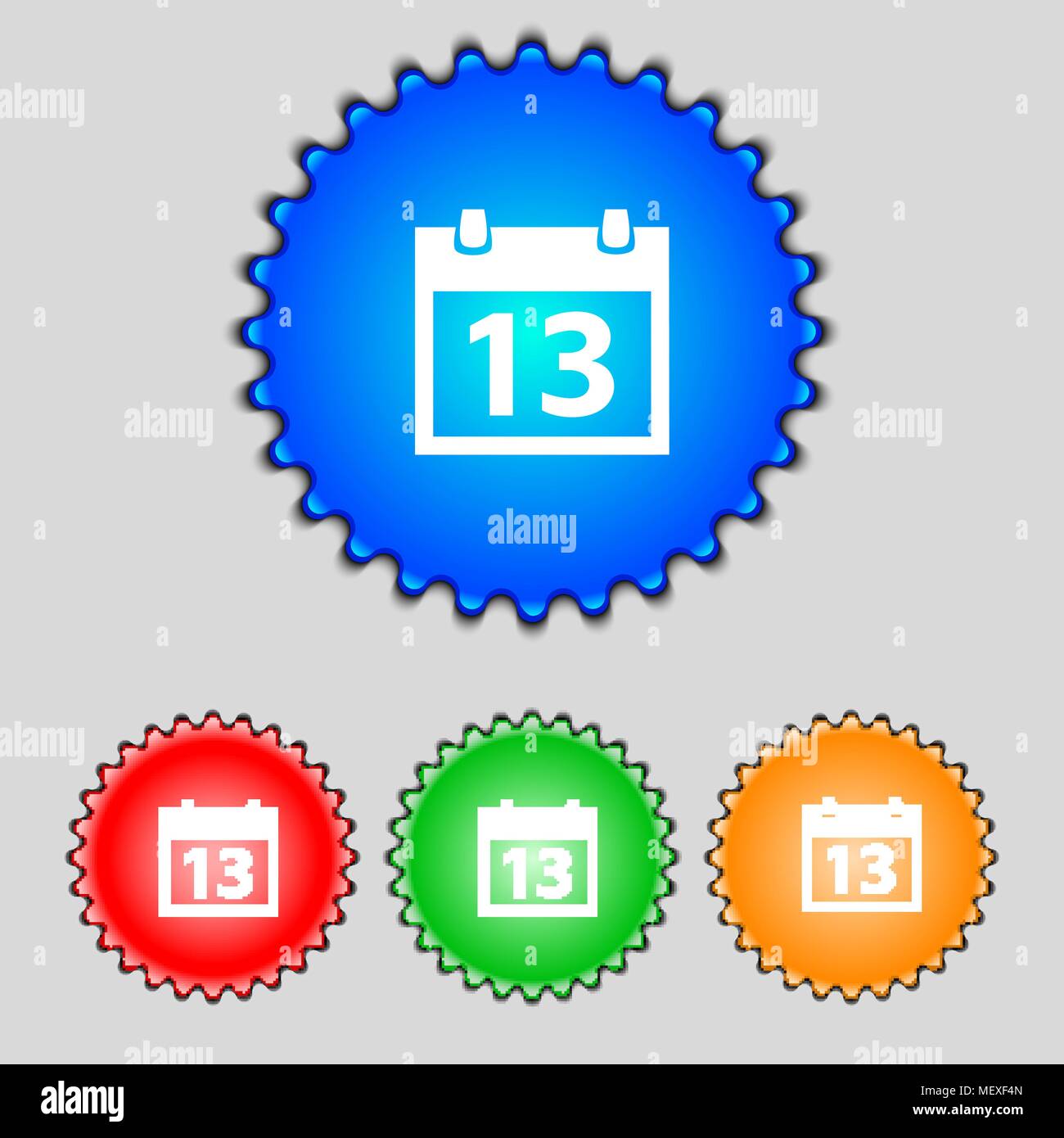 Calendar sign icon. days month symbol. Date button Set colur buttons ...