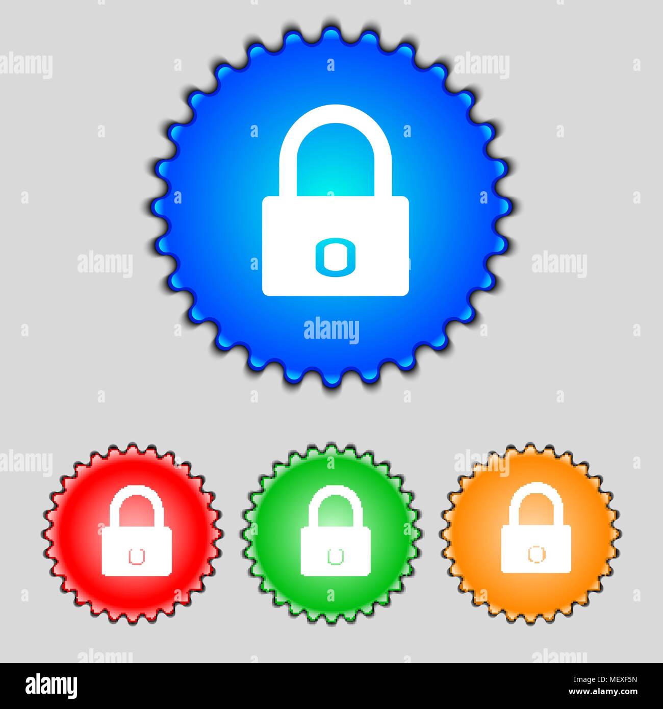 Lock sign icon. Locker symbol. Set colur buttons. Vector illustration ...