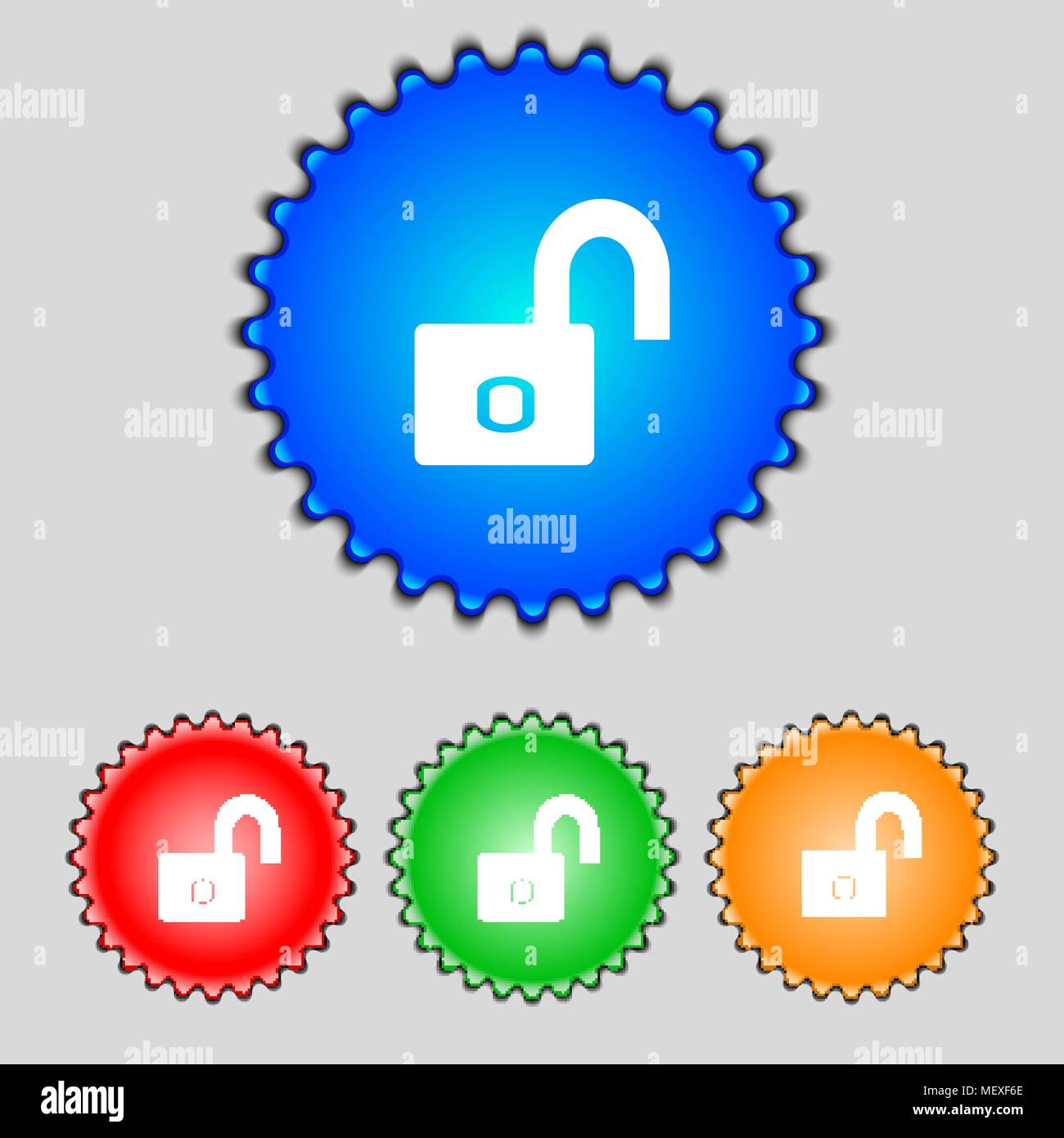 Lock sign icon. Locker symbol. Set colur buttons. Vector illustration ...