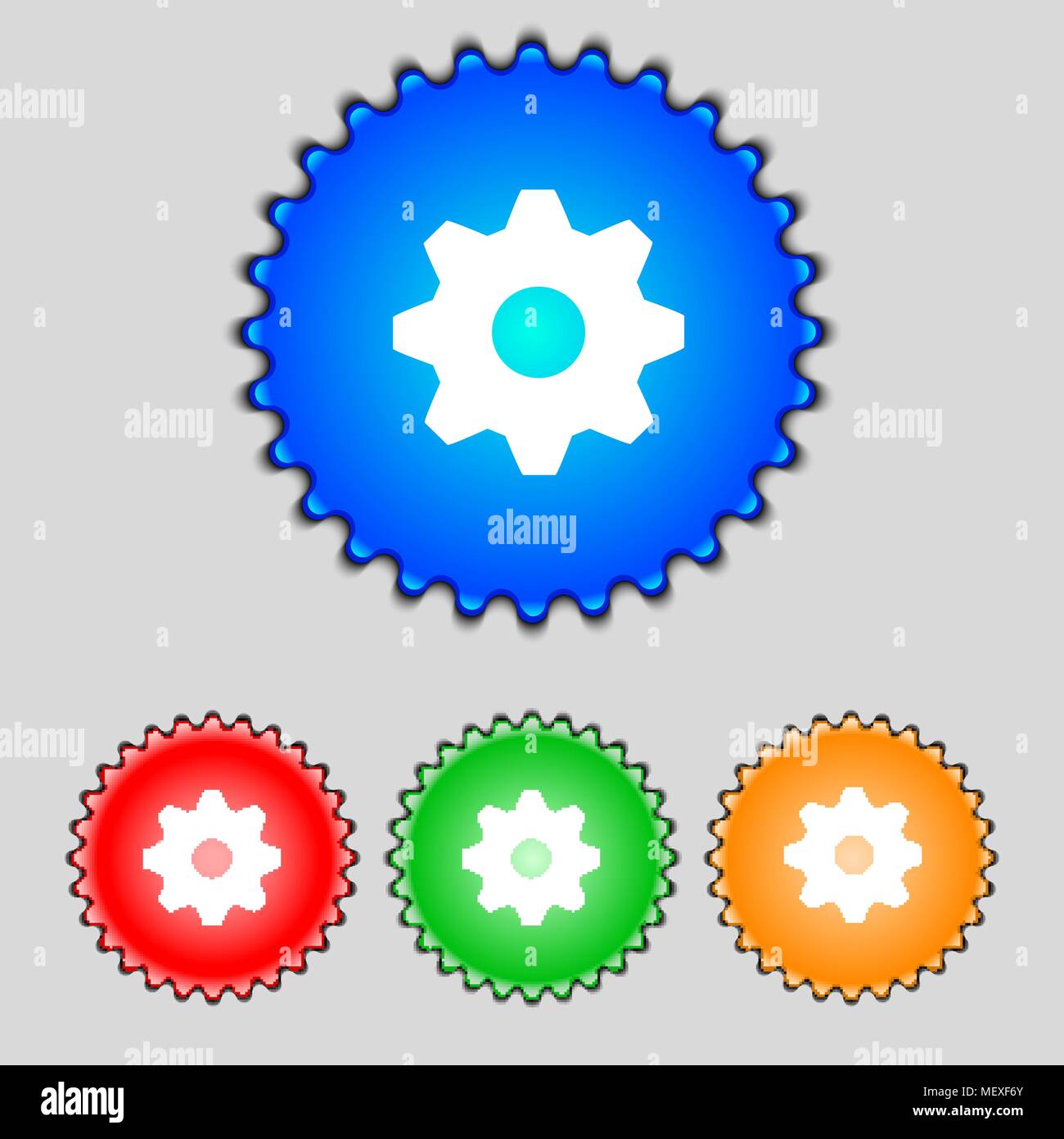 Cog settings sign icon. Cogwheel gear mechanism symbol. Set colourful ...