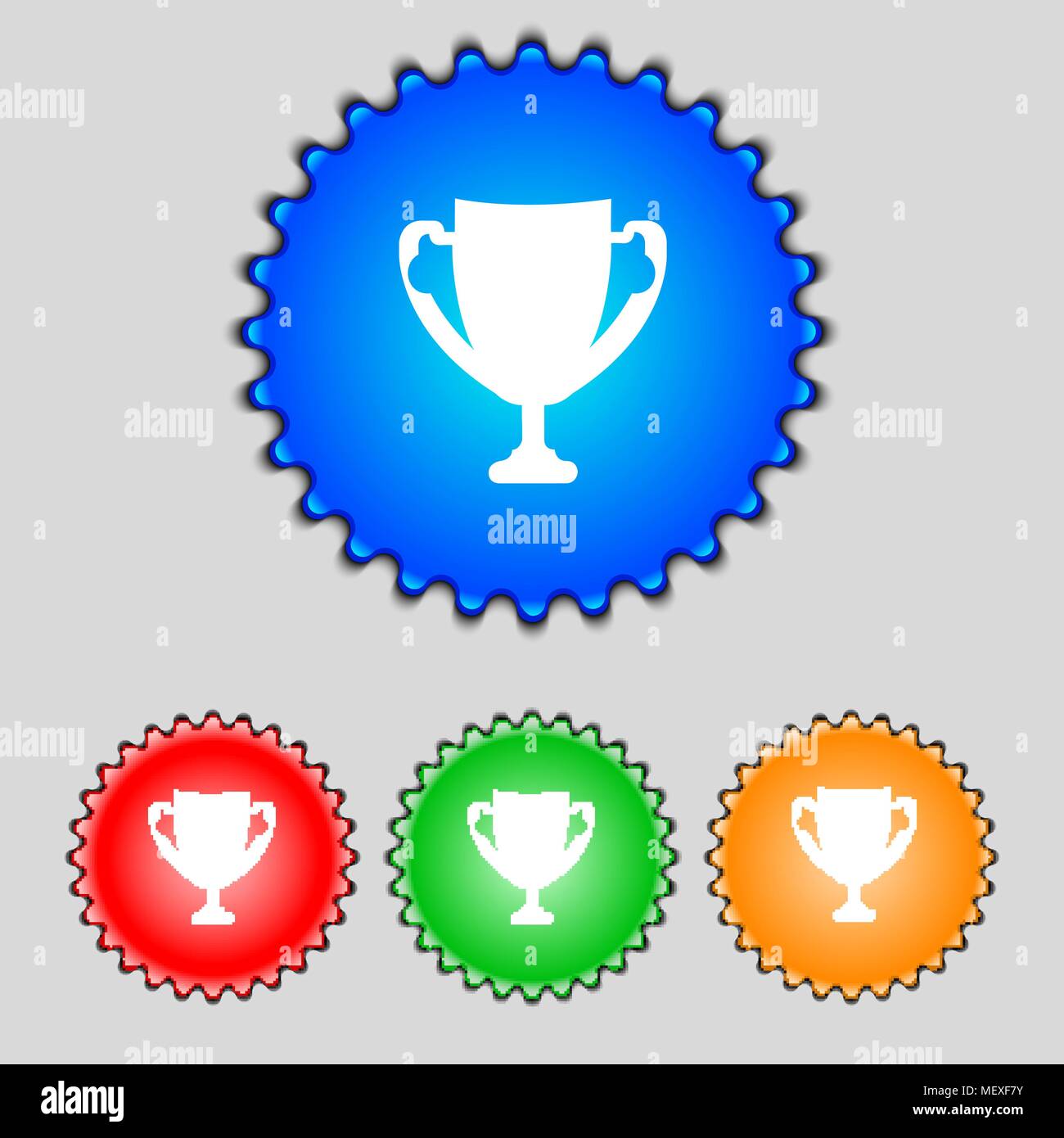 Winner cup sign icon. Awarding of winners symbol. Trophy. Set colourful ...