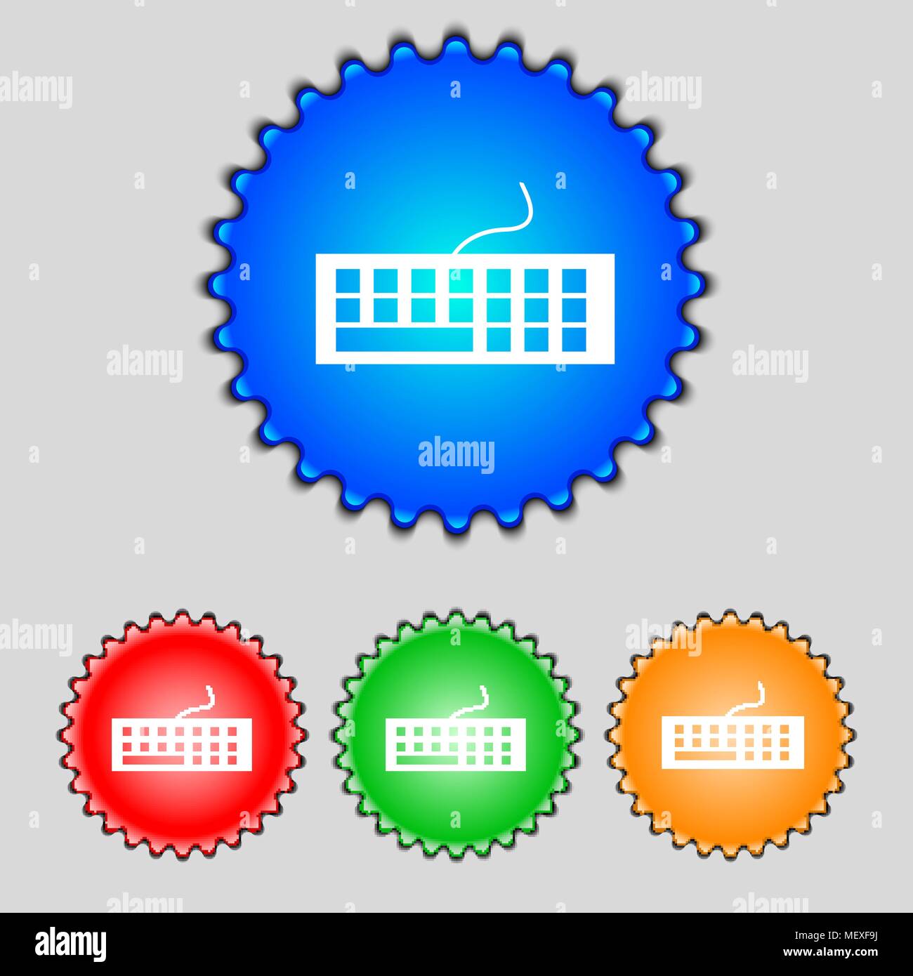 Computer keyboard Icon. Set colourful buttons. Vector illustration ...