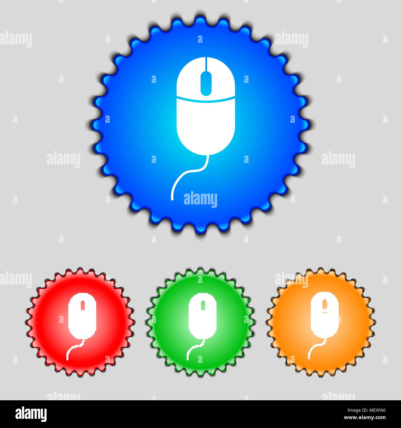 Computer mouse sign icon. Optical with wheel symbol. Set colourful ...