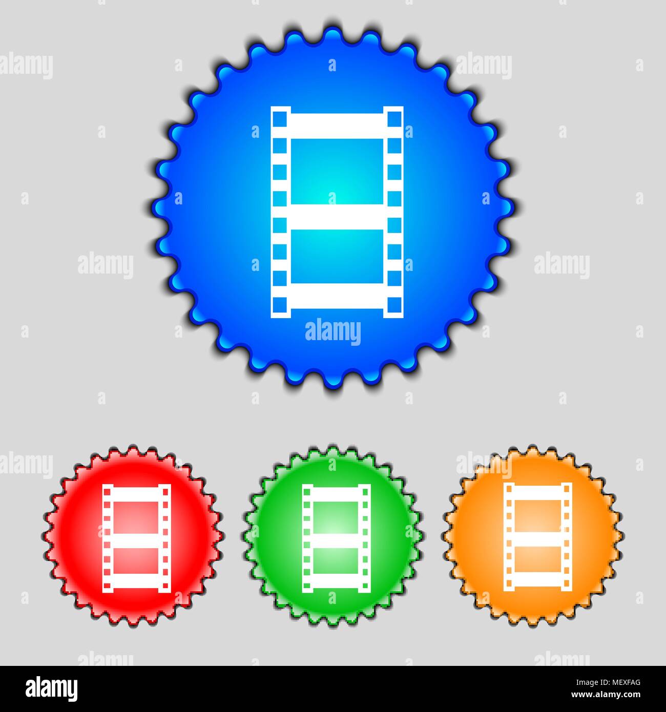 Video sign icon. Video frame symbol. Set colourful buttons. Vector ...