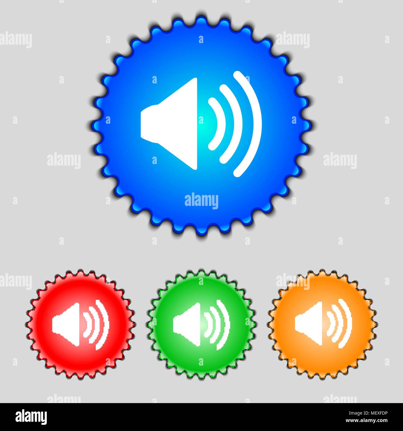 Speaker volume sign icon. Sound symbol. Set colour buttons. Vector ...
