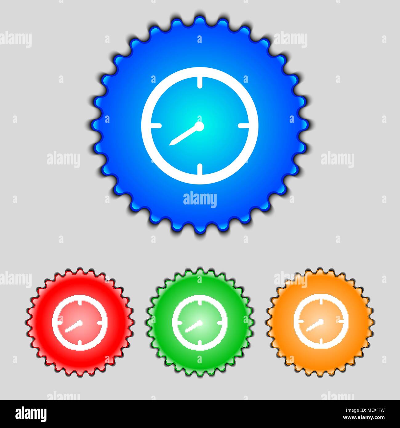 Timer sign icon. Stopwatch symbol. Set of colourful buttons. Vector ...