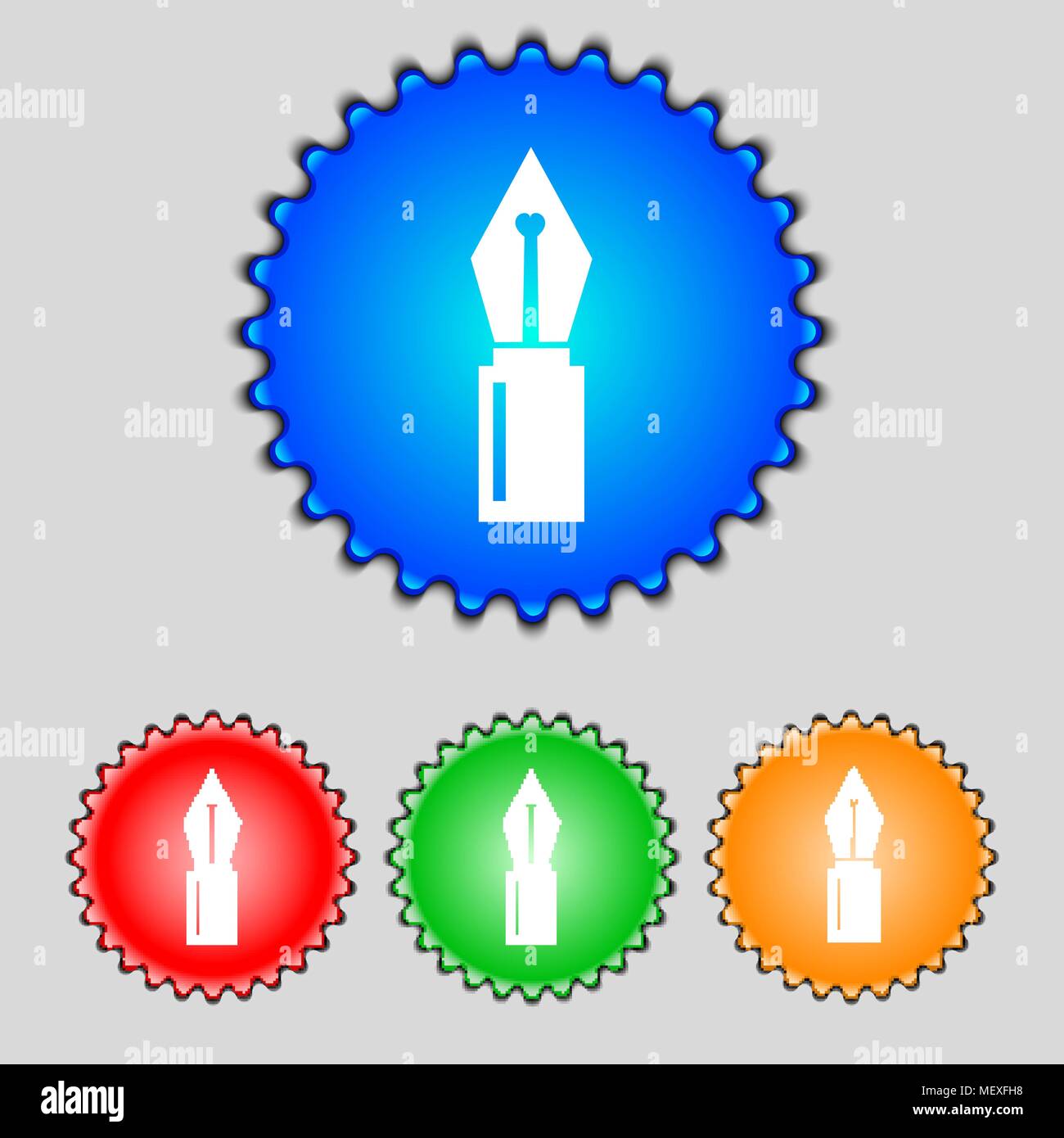 Pen sign icon. Edit content button. Set of colored buttons. Vector ...