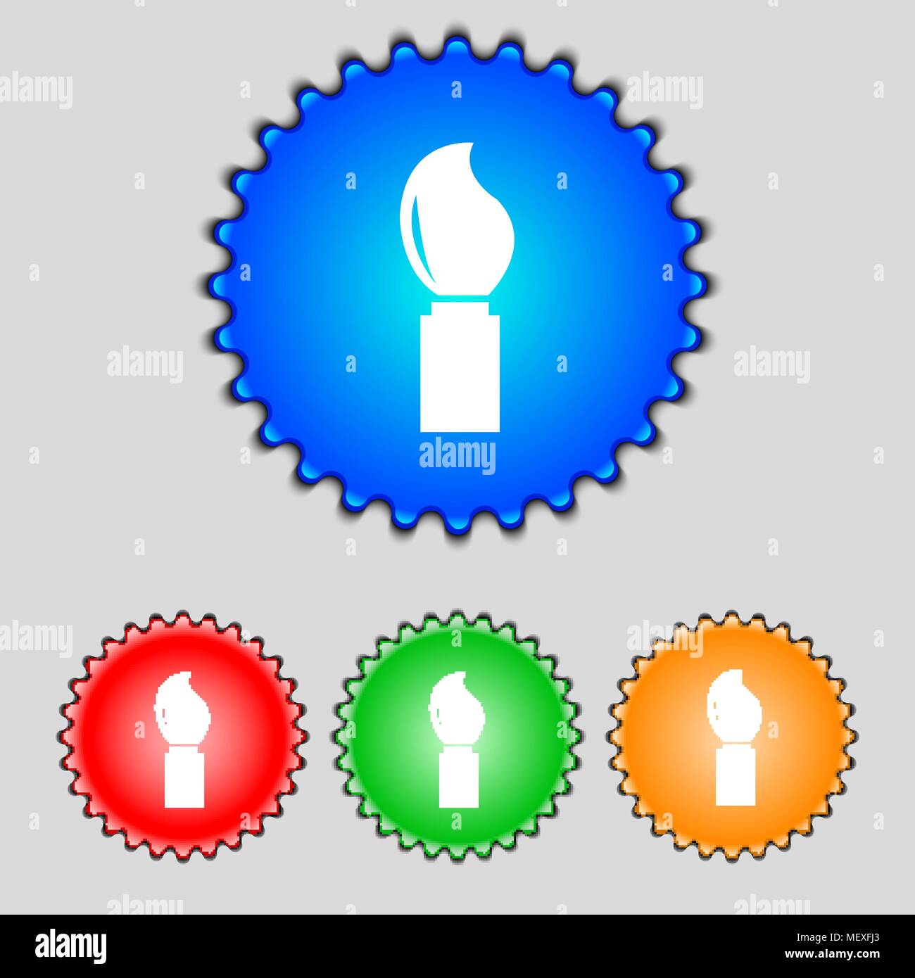 Paint brush sign icon. Artist symbol. Set of colored buttons. Vector ...