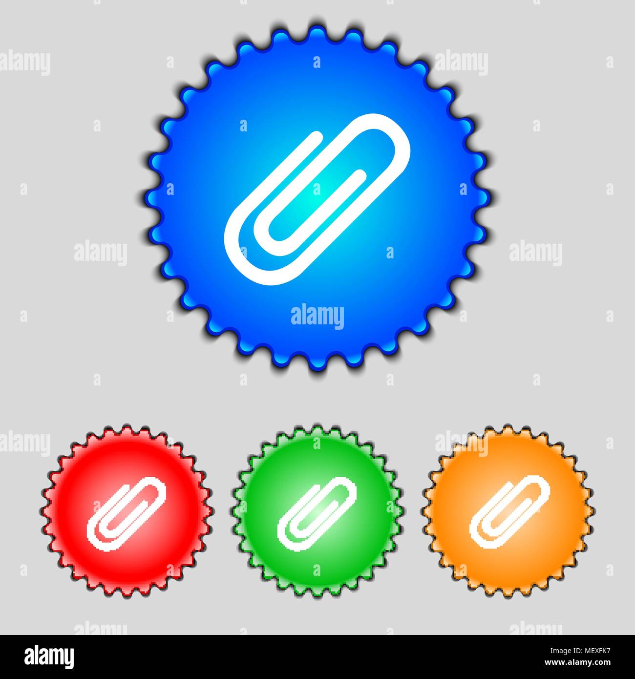 Paper clip sign icon. Clip symbol. Set of colored buttons. Vector ...