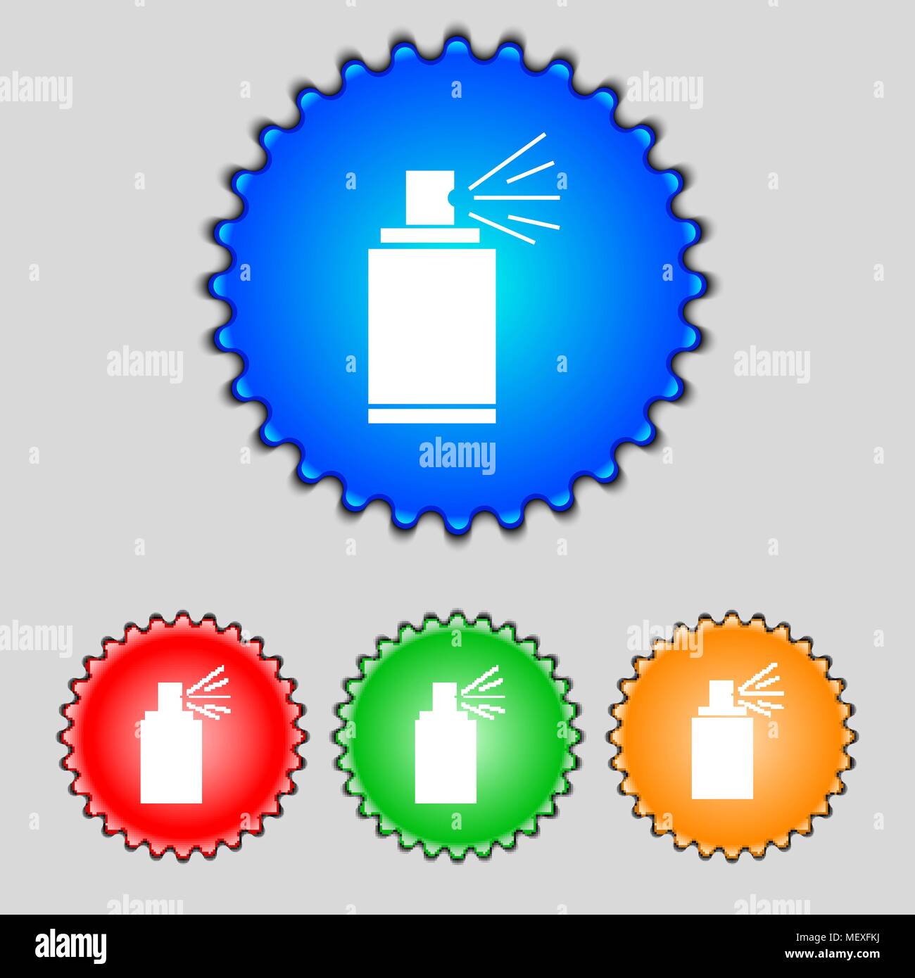 Graffiti spray can sign icon. Aerosol paint symbol. Set of colored ...