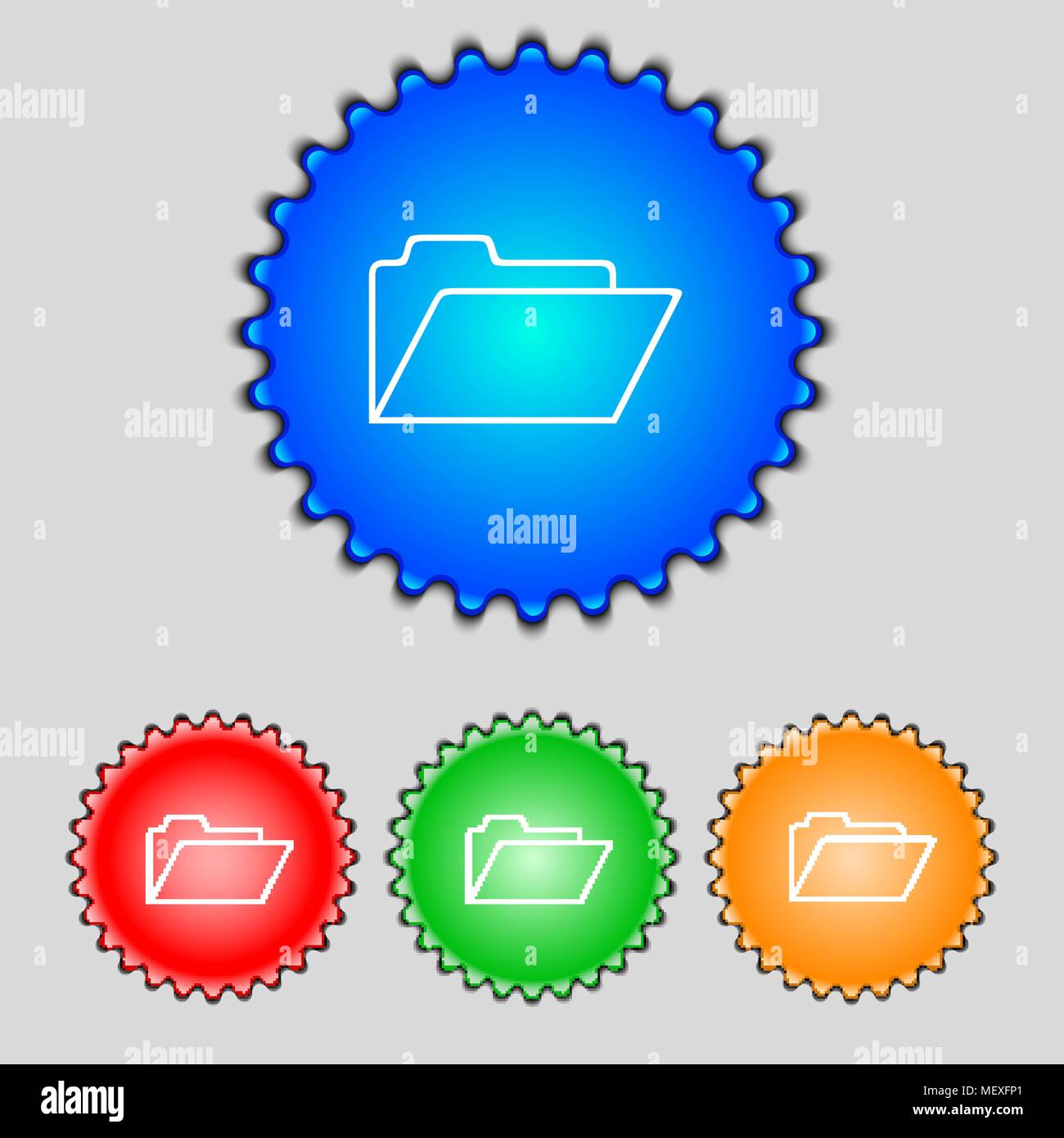 Document folder sign. Accounting binder symbol. Set of coloured buttons ...