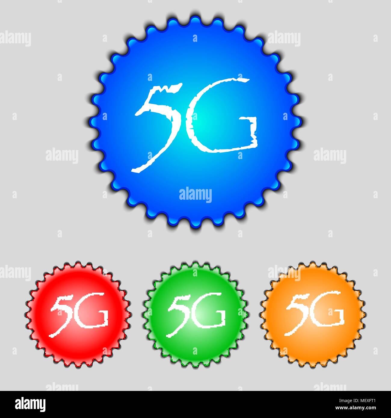 5G sign icon. Mobile telecommunications technology symbol. Set of ...