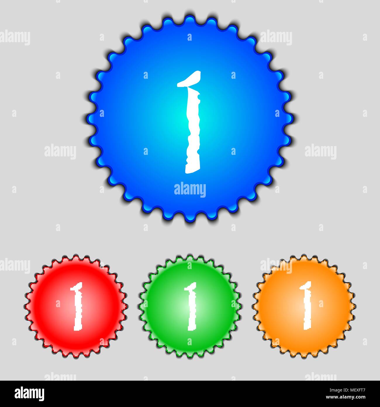 First place award sign. Winner symbol. Step one. Set of coloured ...