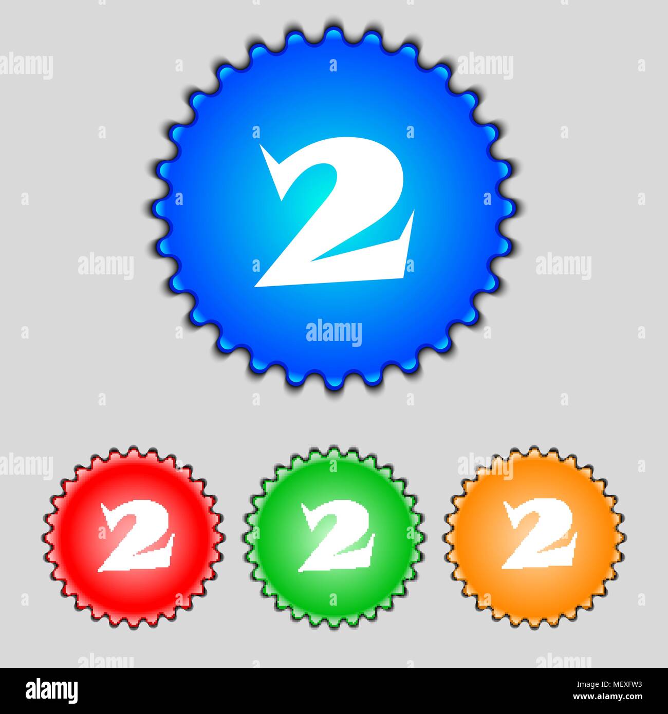 Second place award sign. Winner symbol. Step two. Set of coloured ...