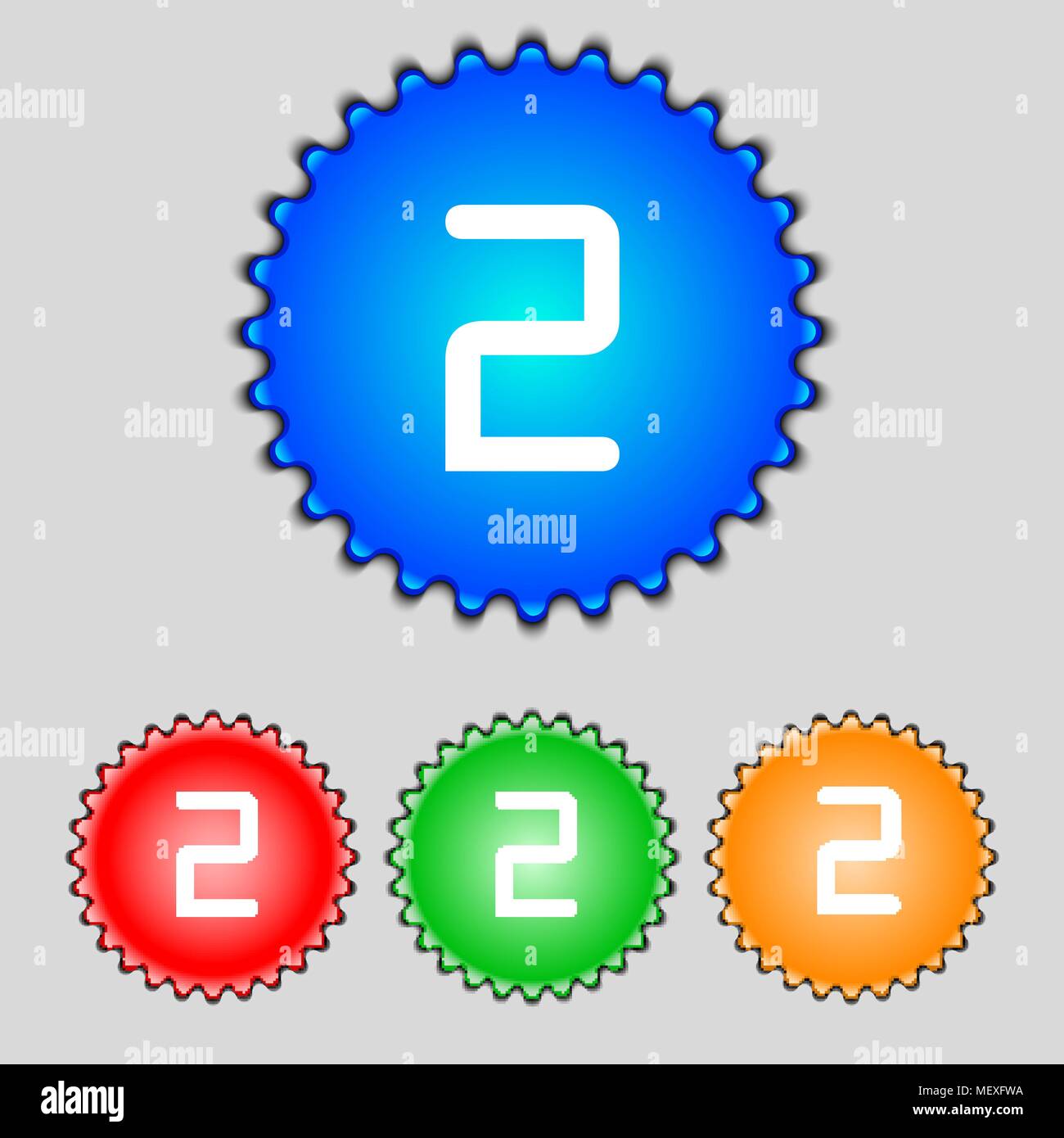 Second place award sign. Winner symbol. Step two. Set of coloured ...