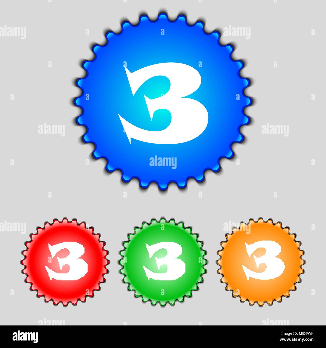 Third place award sign. Winner symbol. Step three. Set of coloured ...